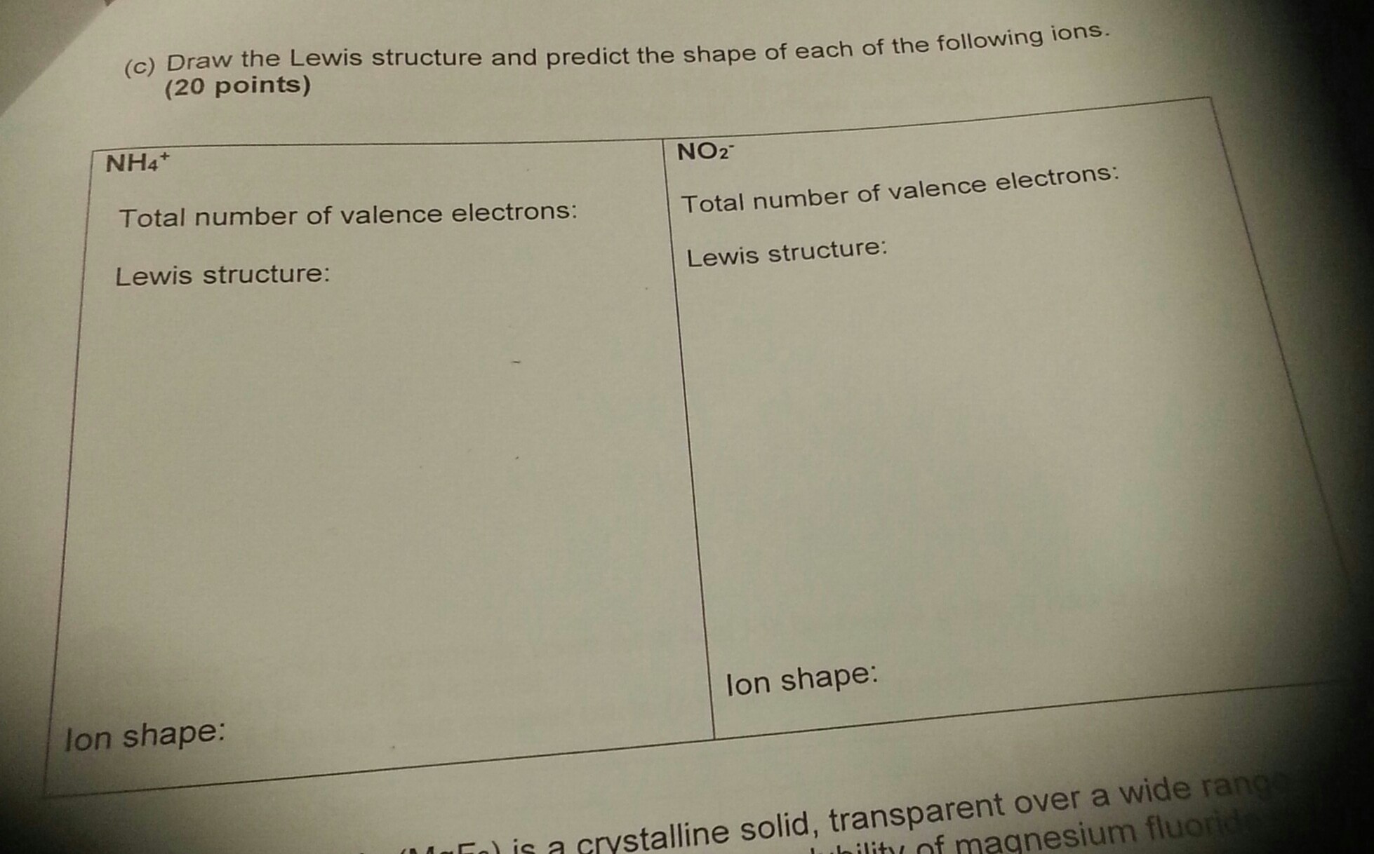 Solved (c) Draw the Lewis structure and predict the shape of | Chegg.com