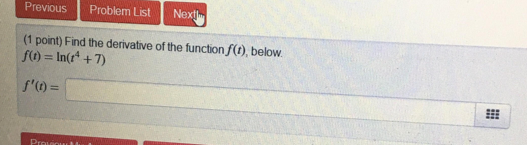 Solved Find the derivative of the function f(t), below. | Chegg.com