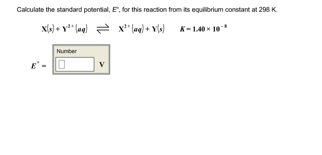 Solved Calculate the standard potential, E°, for this | Chegg.com