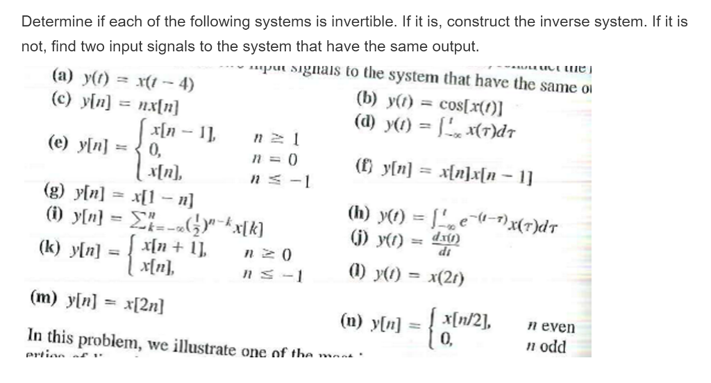 Solved Determine if each of the following systems is | Chegg.com
