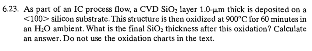 Solved 6.23. As part of an IC process flow, a CVD SiO2 layer | Chegg.com