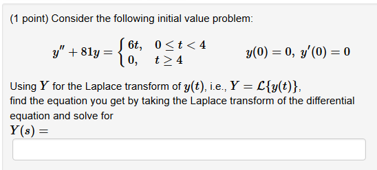 Solved Consider the following initial value problem: y" + | Chegg.com