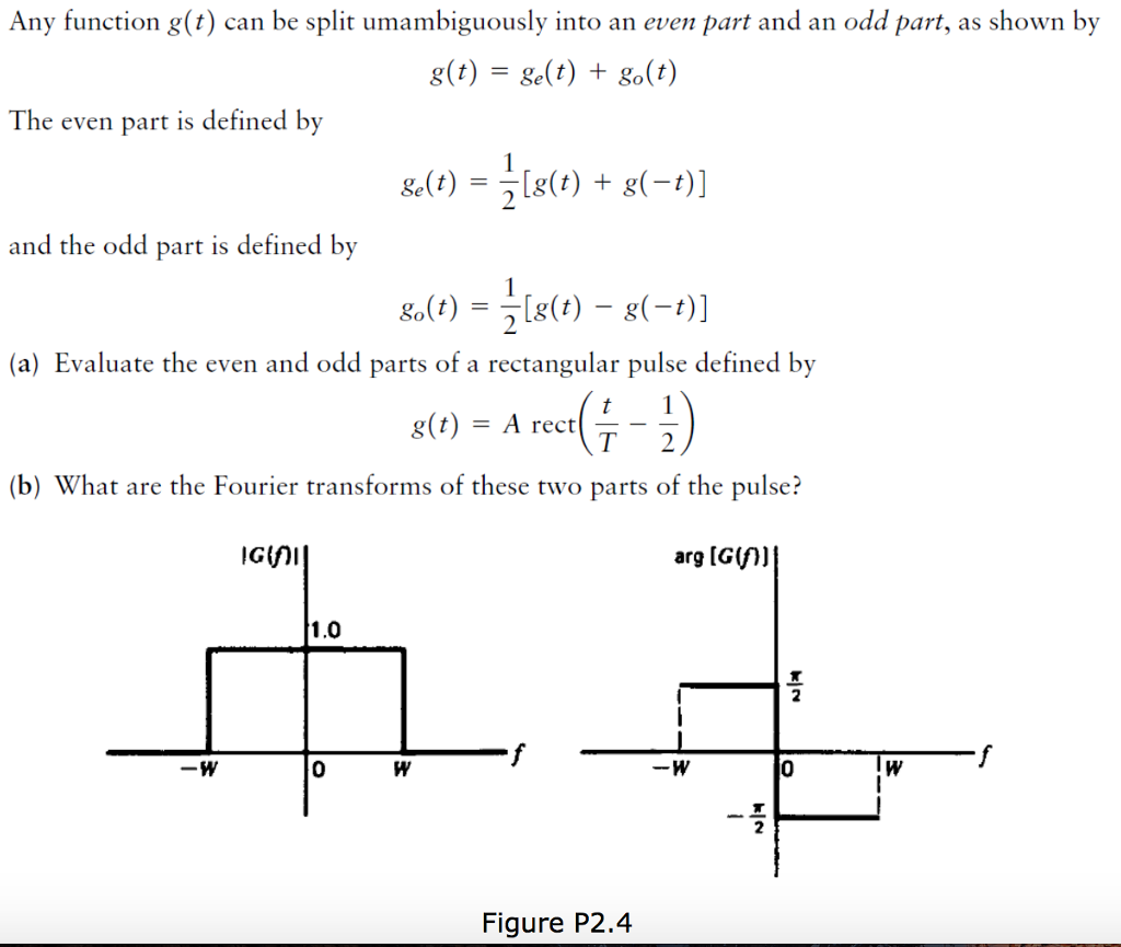 Solved Any function g(t) can be split umambiguously into an | Chegg.com