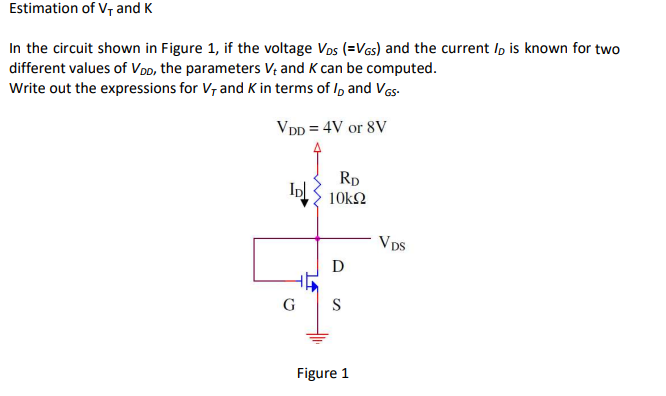 Solved Estimation of VT and K In the circuit shown in Figure | Chegg.com