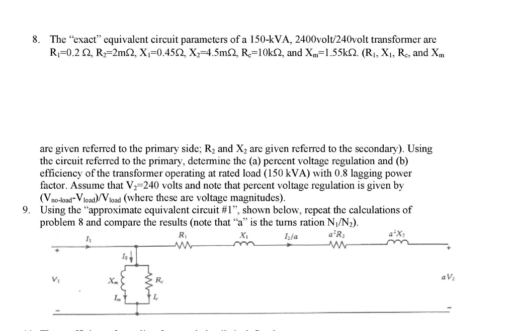 Solved The ''exact" equivalent circuit parameters of a | Chegg.com