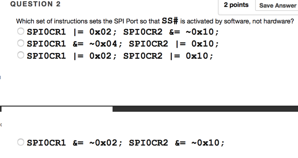Which set of instructions sets the SPI Port so that | Chegg.com