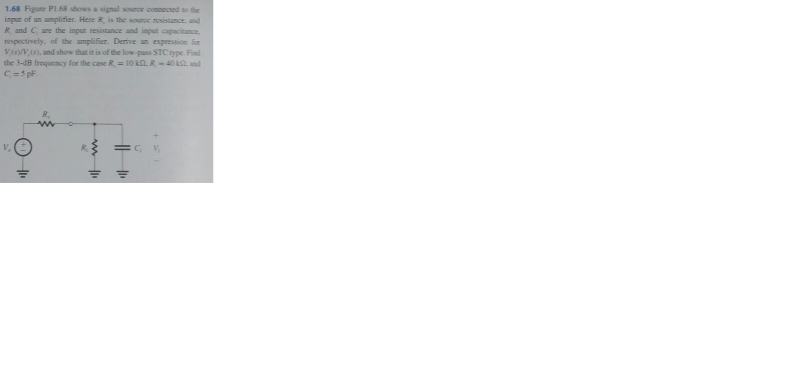 Solved 1.68 Figure P1.68 shows a signal source connected to | Chegg.com