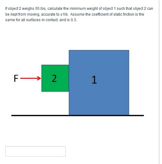 If object 2 weighs 55 lbs, calculate the minimum | Chegg.com