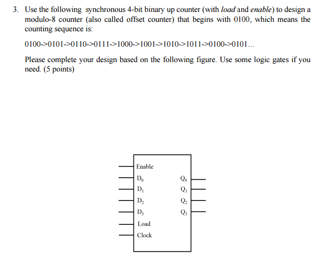 Solved Use the following synchronous 4-bit binary up counter | Chegg.com