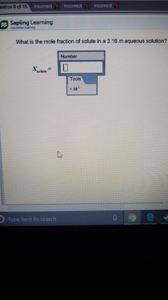 Solved What is the mole fraction of solute in a 3.16 m | Chegg.com