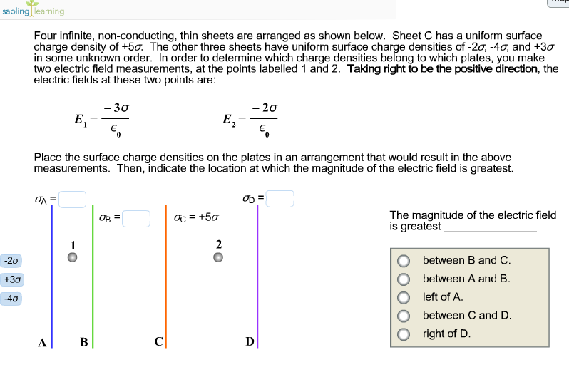 Solved Four Infinite Non conducting Thin Sheets Are Chegg