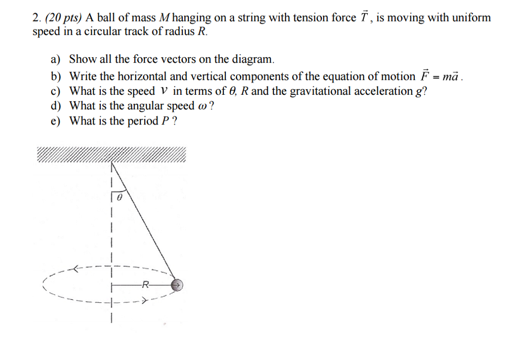 Solved A ball of mass M hanging on a string with tension | Chegg.com