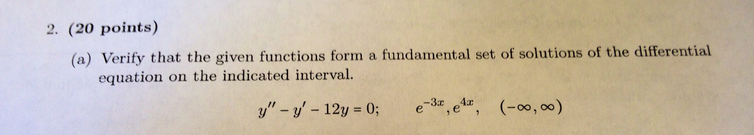 Solved Verify that the given functions form a fundamental | Chegg.com
