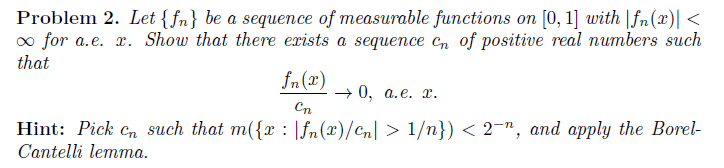 Solved Let {f N} Be A Sequence Of Measurable Functions On