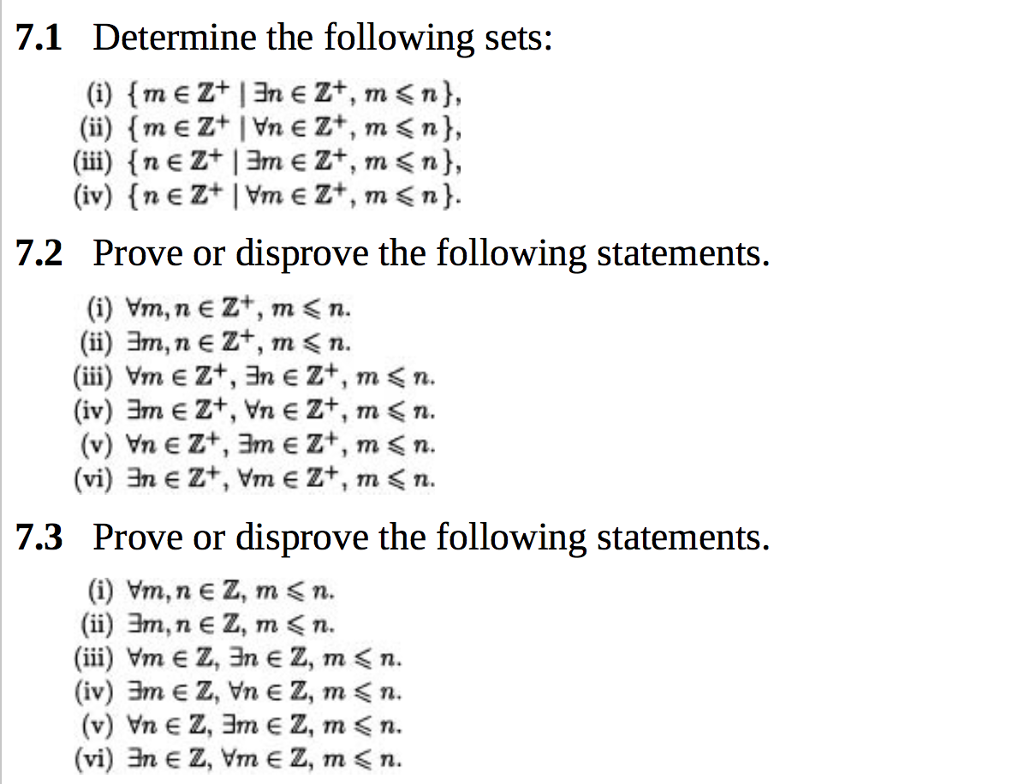 Solved 7.1 Determine the following sets: (i) {me Zane , m | Chegg.com