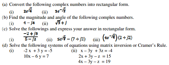 Solved (a) Convert the following complex numbers into | Chegg.com
