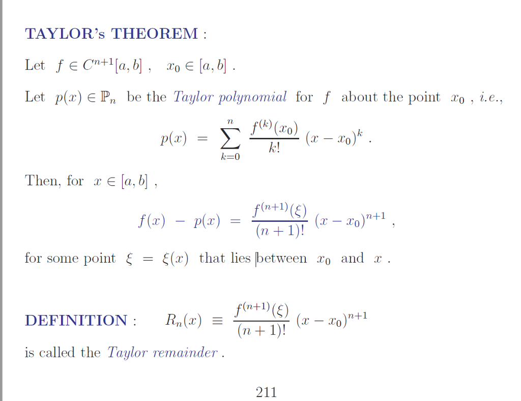 Solved TAYLOR's THEOREM Let p(xr) EP be the Taylor | Chegg.com