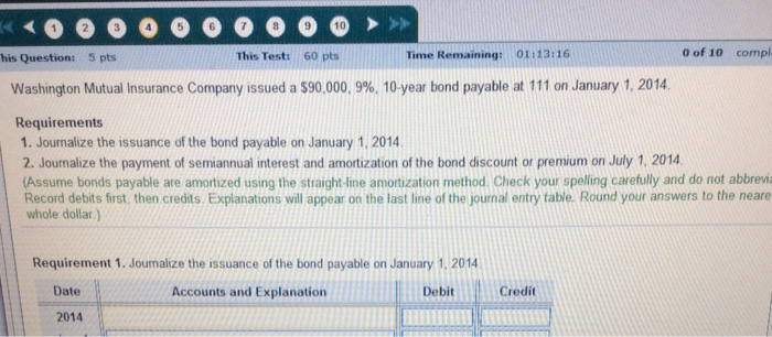 Solved Washington Mutual Insurance Company issued a $90,000, | Chegg.com