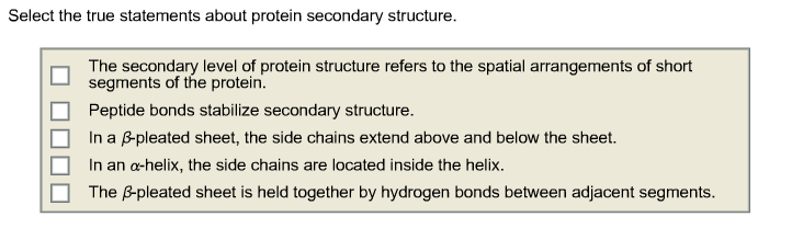 Solved Select the true statements about protein secondary | Chegg.com