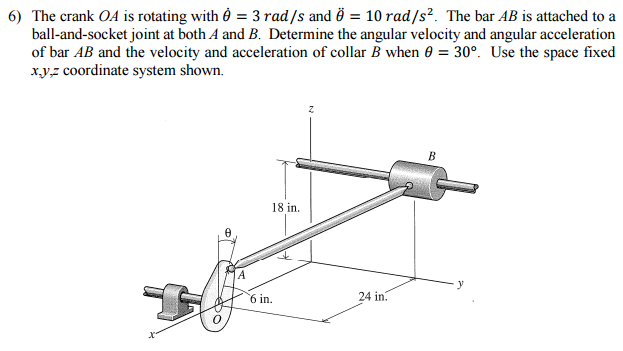Solved 6) The crank OA is rotating with rad/s and 10rad/s2. | Chegg.com
