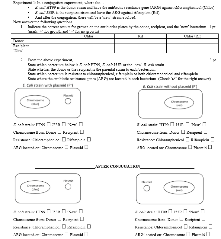 Solved In a conjugation experiment, where the E. coli HT99 | Chegg.com