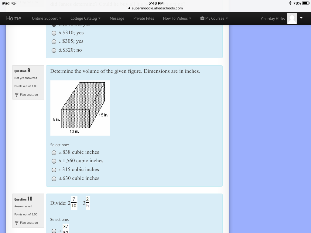 Solved 5:48 PM supermoodle.ahedschools.com Pad 78% Home | Chegg.com