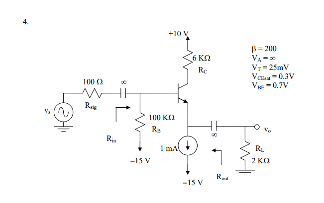 Solved BJT Common Collector (CC) Amplifier: For each of the | Chegg.com