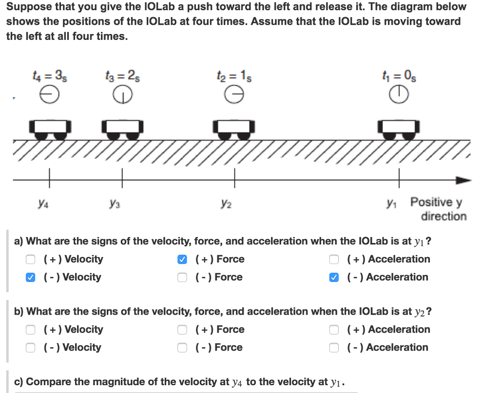 Solved Suppose that you give the IOLab a push toward the | Chegg.com