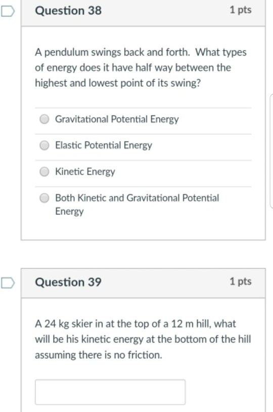 Solved A pendulum swings back and forth. What types of | Chegg.com