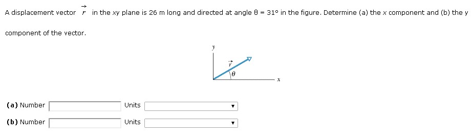Solved A displacement vector in the xy plane is 26 m long | Chegg.com