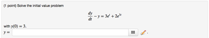 Solved Solve the initial value problem dy/dt -y = 3e^t + | Chegg.com