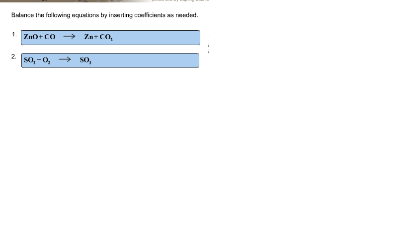 Solved Balance the following equations by inserting | Chegg.com