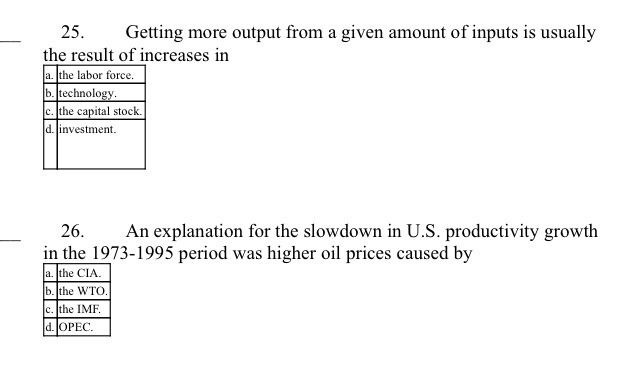 Solved Getting more output from a given amount of inputs is | Chegg.com