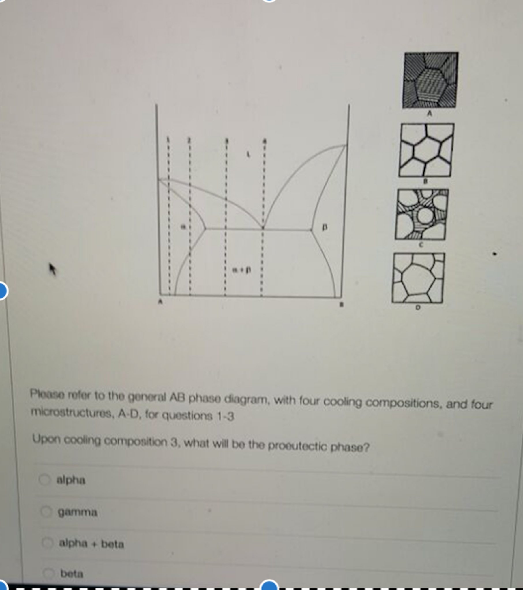 Solved Refer to the general AB phase diagram, with four | Chegg.com