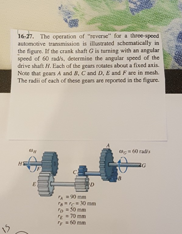 Solved The operation of "reverse" for a three-speed | Chegg.com