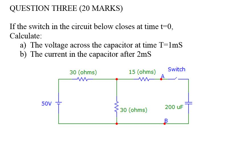 Solved If the switch in the circuit below closes at time | Chegg.com