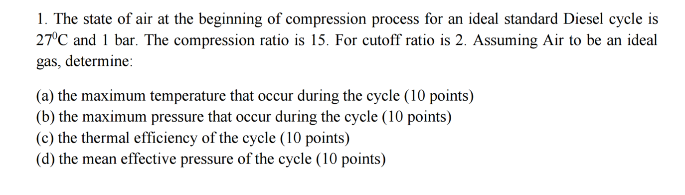 Solved The state of air at the beginning of compression | Chegg.com
