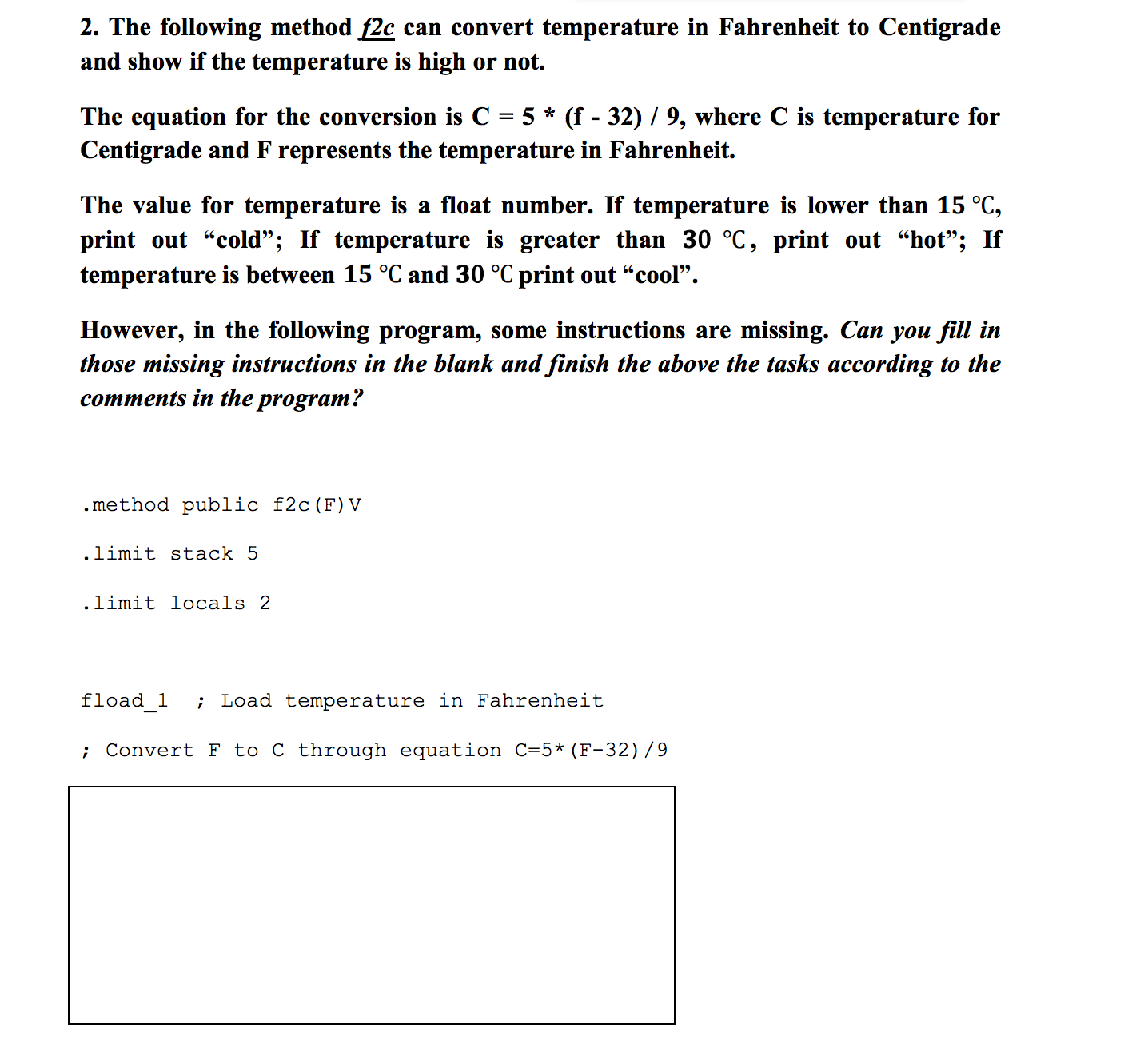 2. The following method f2c can convert temperature | Chegg.com