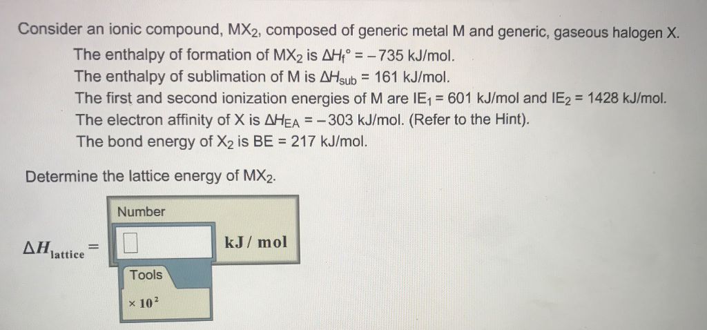 Solved Consider an ionic compound, MX_2, composed of generic | Chegg.com