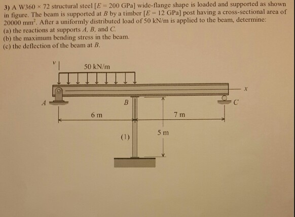 Solved 3) A W360 × 72 structural steel [E-200 GPa] | Chegg.com