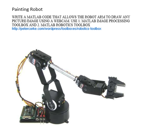 Painting Robot WRITE A MATLAB CODE THAT ALLOWS THE | Chegg.com