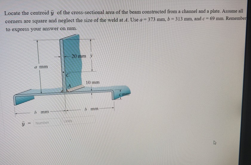 Solved Locate the centroid ý of the cross-sectional area of | Chegg.com