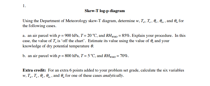Solved Skew-T log-p diagram of Meteorology skew-T diagram. | Chegg.com