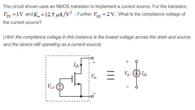 Solved The circuit shown uses an NMOS transistor to | Chegg.com