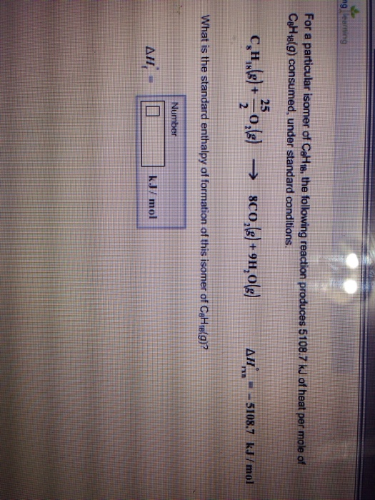 Solved For a particular isomer of C_8H_18, the following | Chegg.com