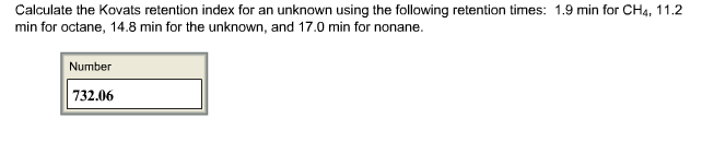 Solved Calculate the Kovats retention index for an unknown | Chegg.com