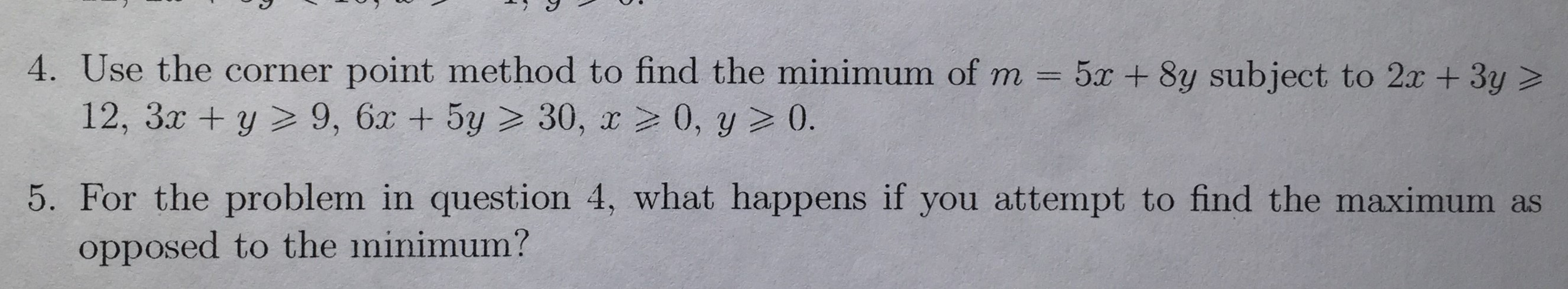 Solved 4. Use the corner point method to find the minimum of | Chegg.com