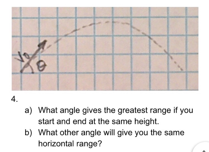 Solved What angle gives the greatest range if you start | Chegg.com