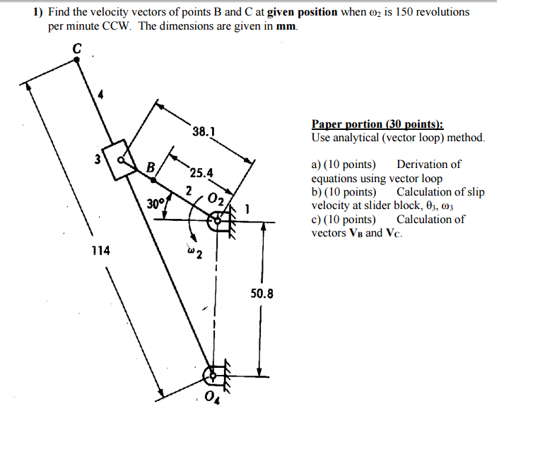 Solved Find the velocity vectors of points B and Cat given | Chegg.com