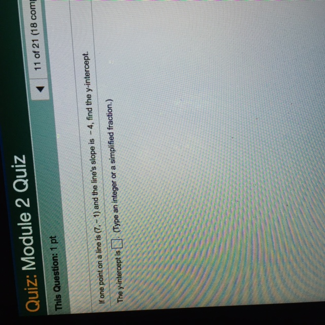 Solved If one point on a line is (7, -1) and the line's | Chegg.com